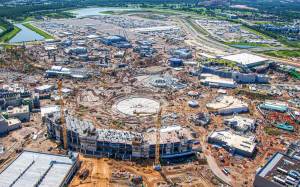 Summer construction progress at Universal Epic Universe park