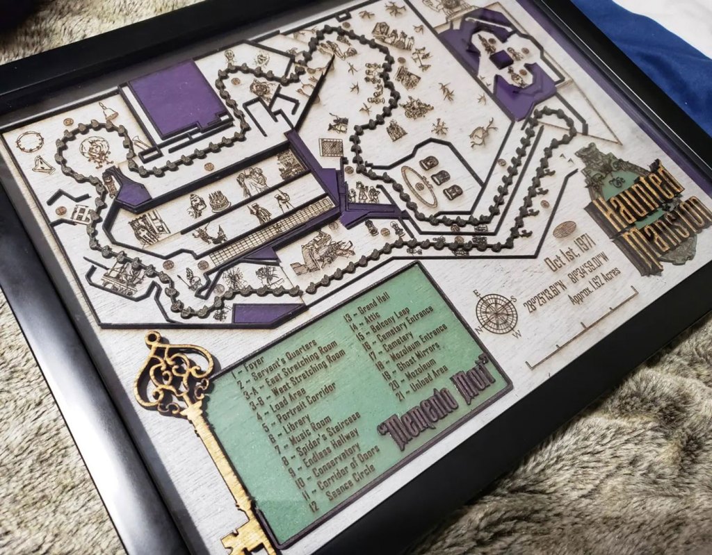 Etsy shop sells detailed 3D Wood Crafted theme park maps